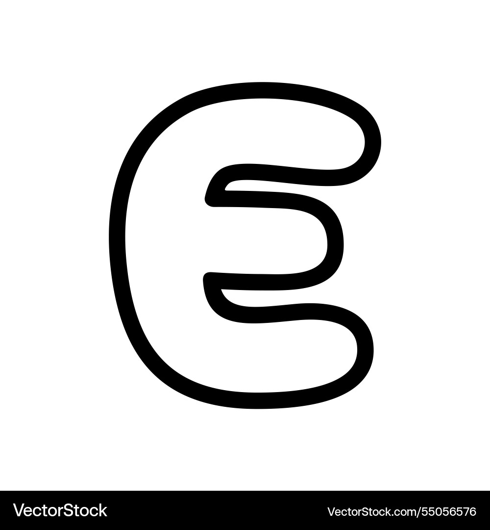 Cute letter e outline Royalty Free Vector Image