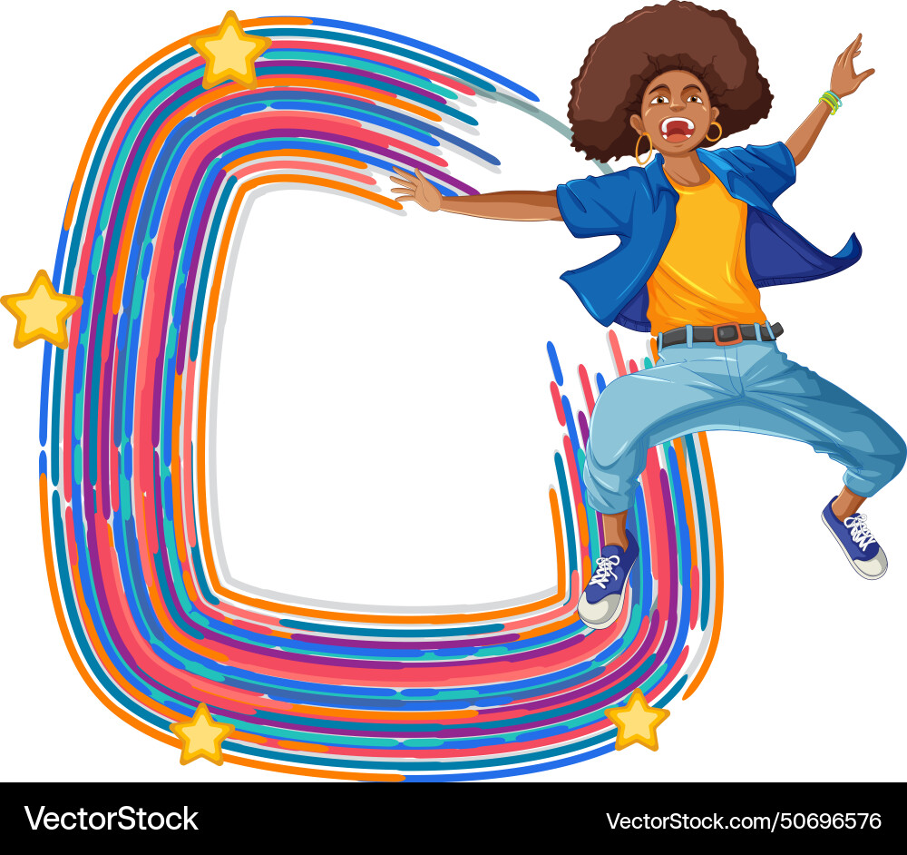 Energetic person jumping with colorful abstract Vector Image