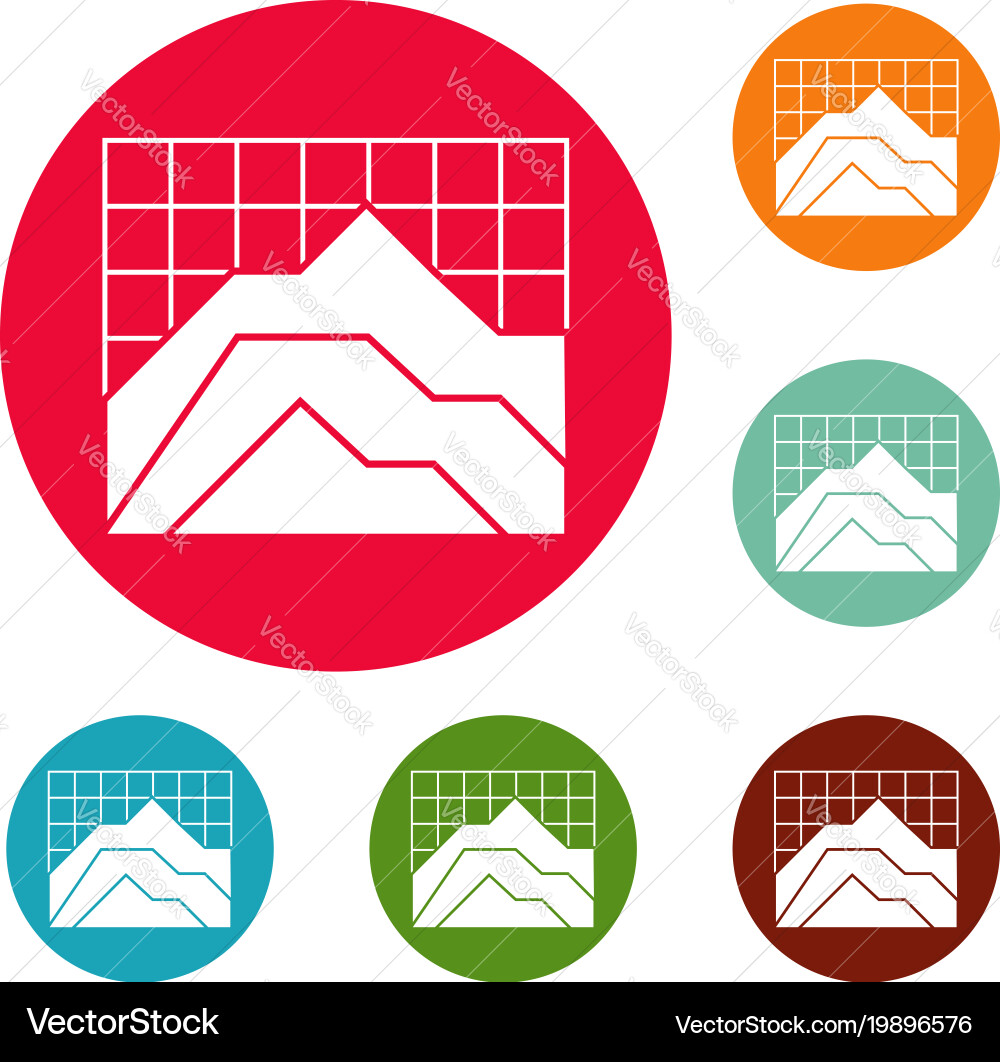 Graph icons circle set Royalty Free Vector Image