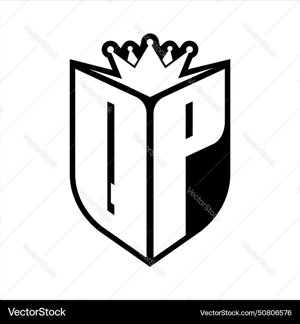 Qp letter bold monogram with shield shape Vector Image