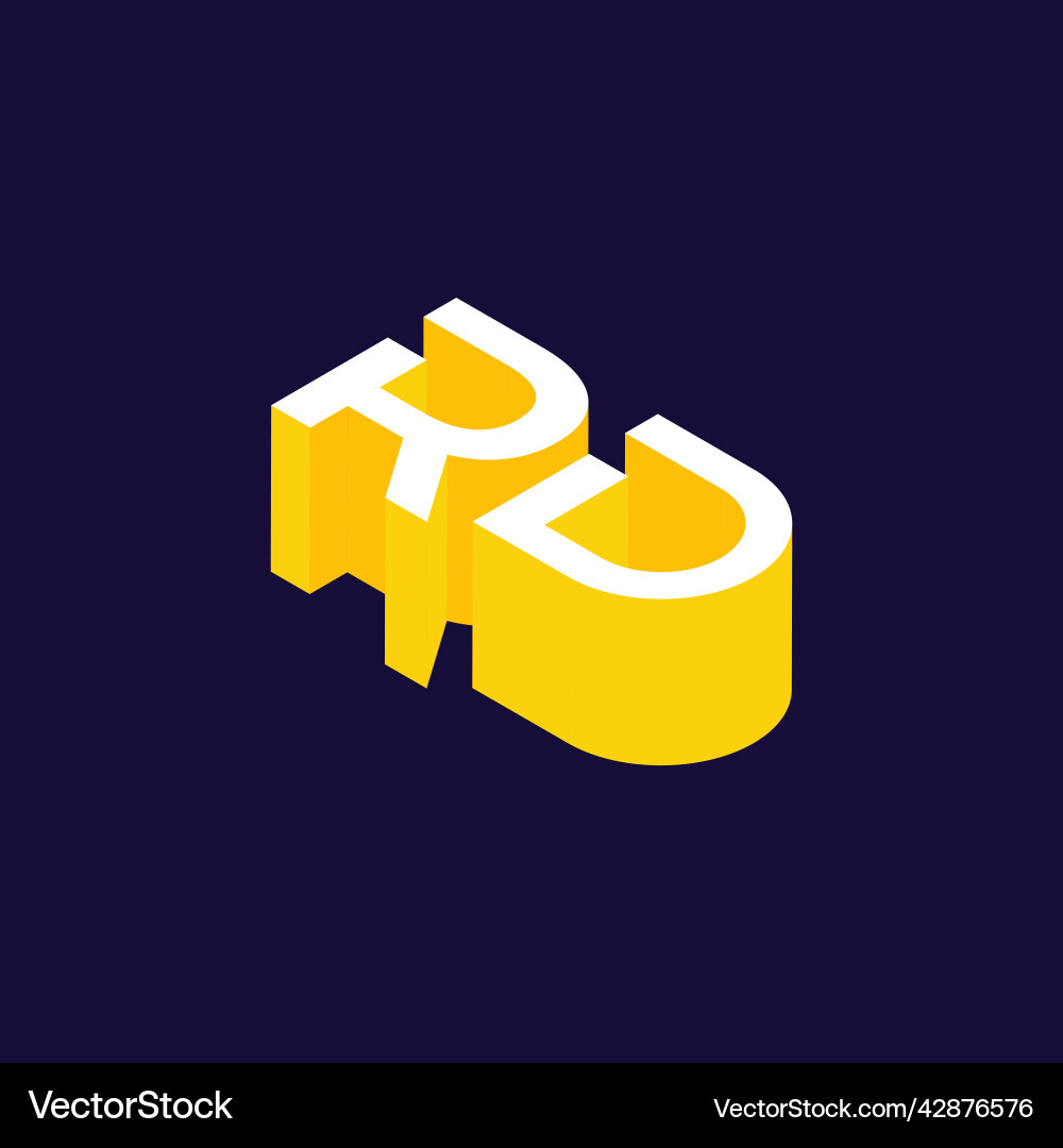 Rd logo design with 3d letters Royalty Free Vector Image