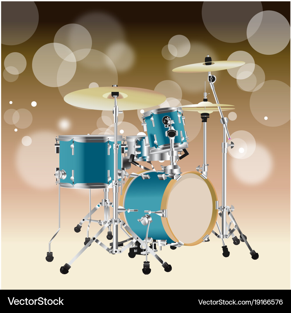 Realistic drum kit background 4 Royalty Free Vector Image