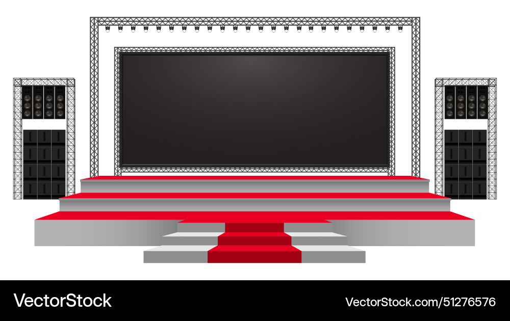 Red stage and white screen with spotlight on the t