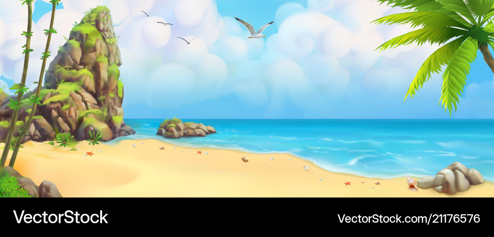 Sea panorama bay tropical beach background Vector Image