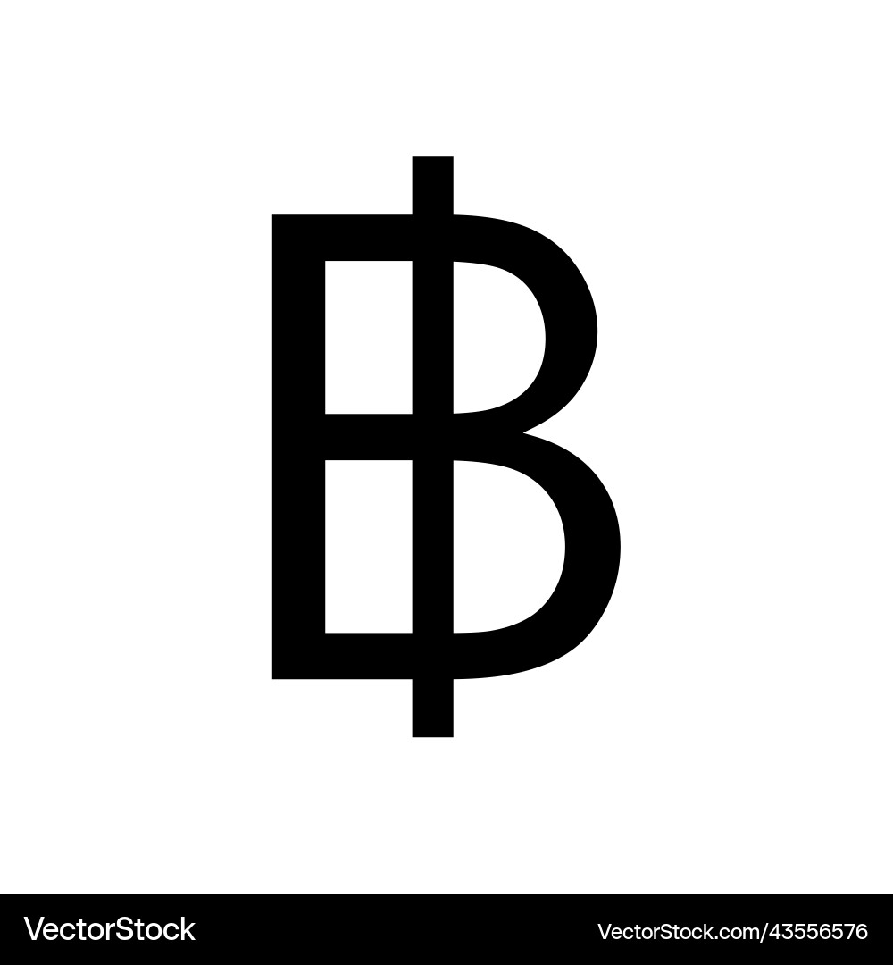 Thai baht currency sign isolated on white Vector Image