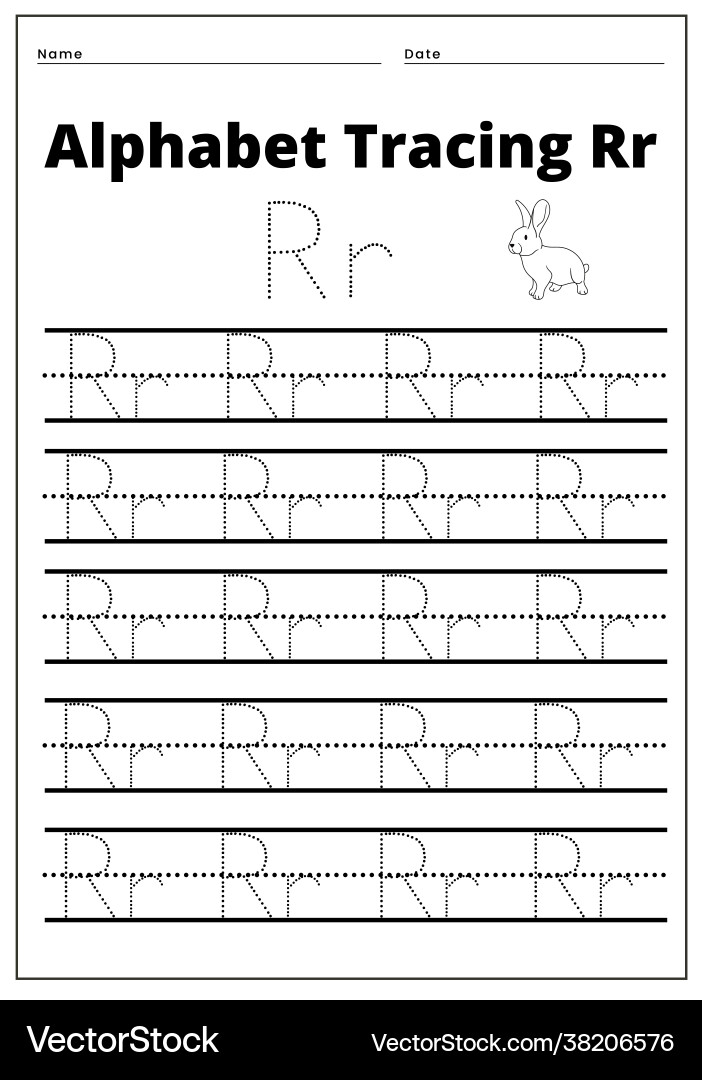 Tracing alphabet rr Royalty Free Vector Image - VectorStock