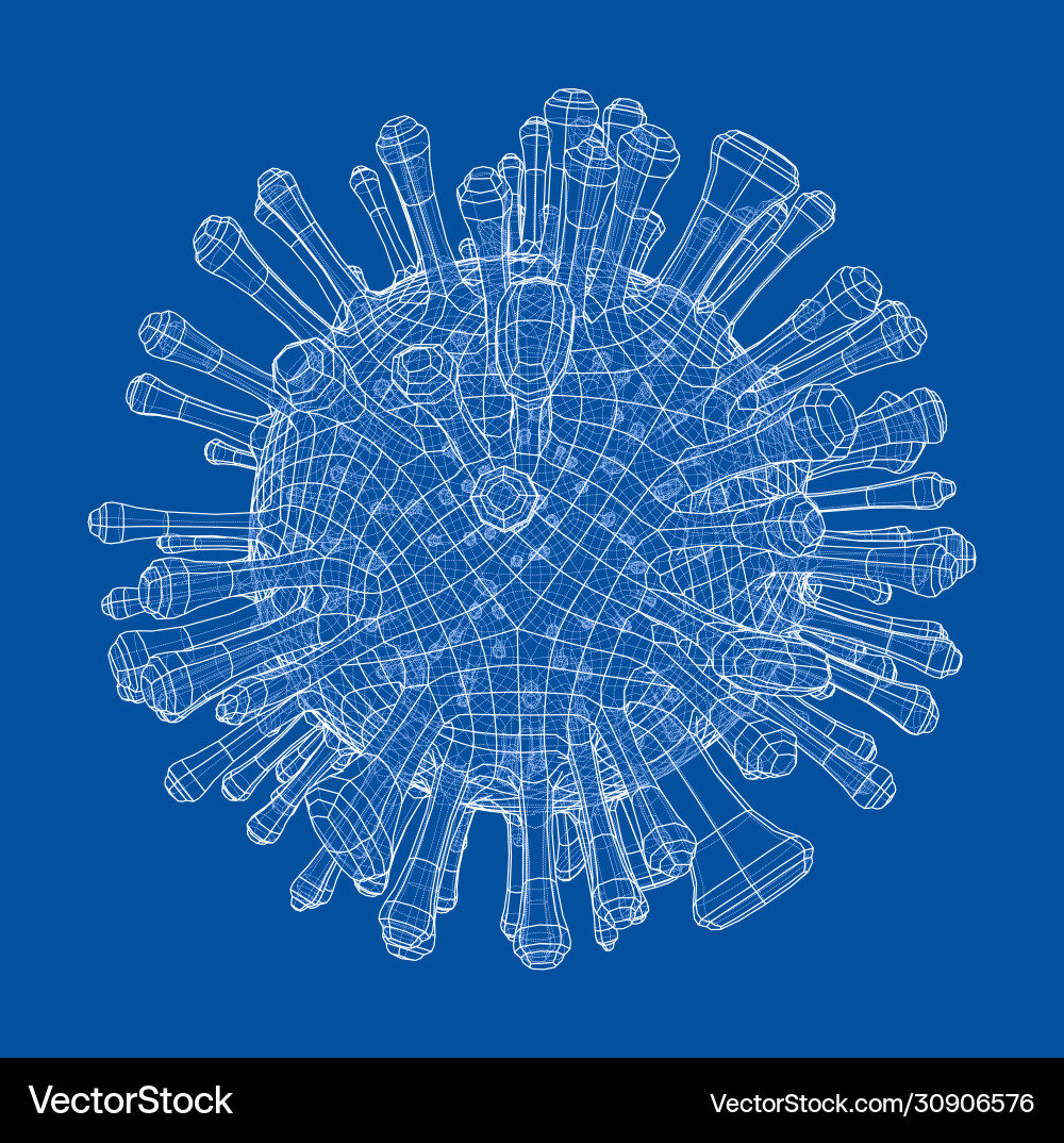 Wire-frame model a virus Royalty Free Vector Image