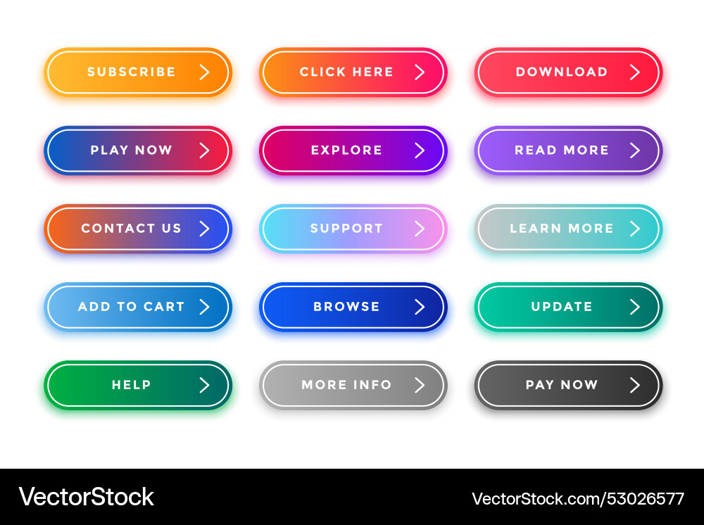 Colorful web buttons pack for different purposes Vector Image