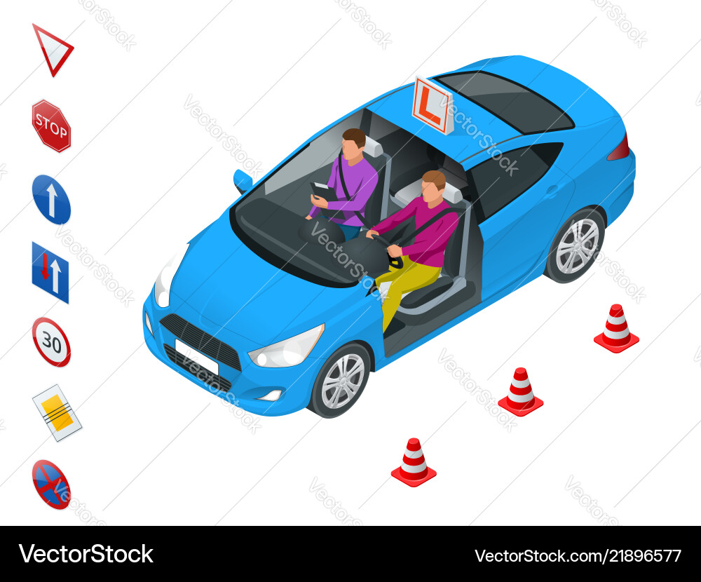 Design concept driving school or learning to drive