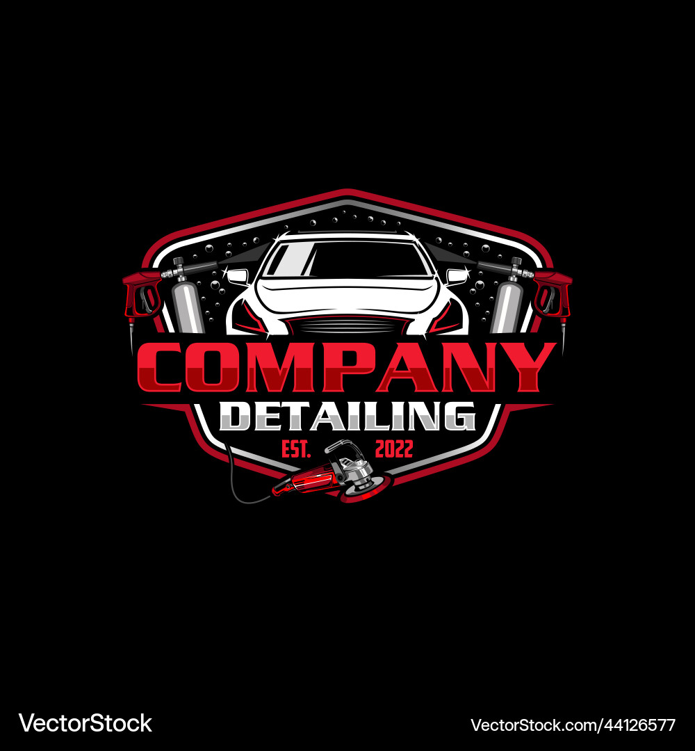 Detailing car logo and wash Royalty Free Vector Image