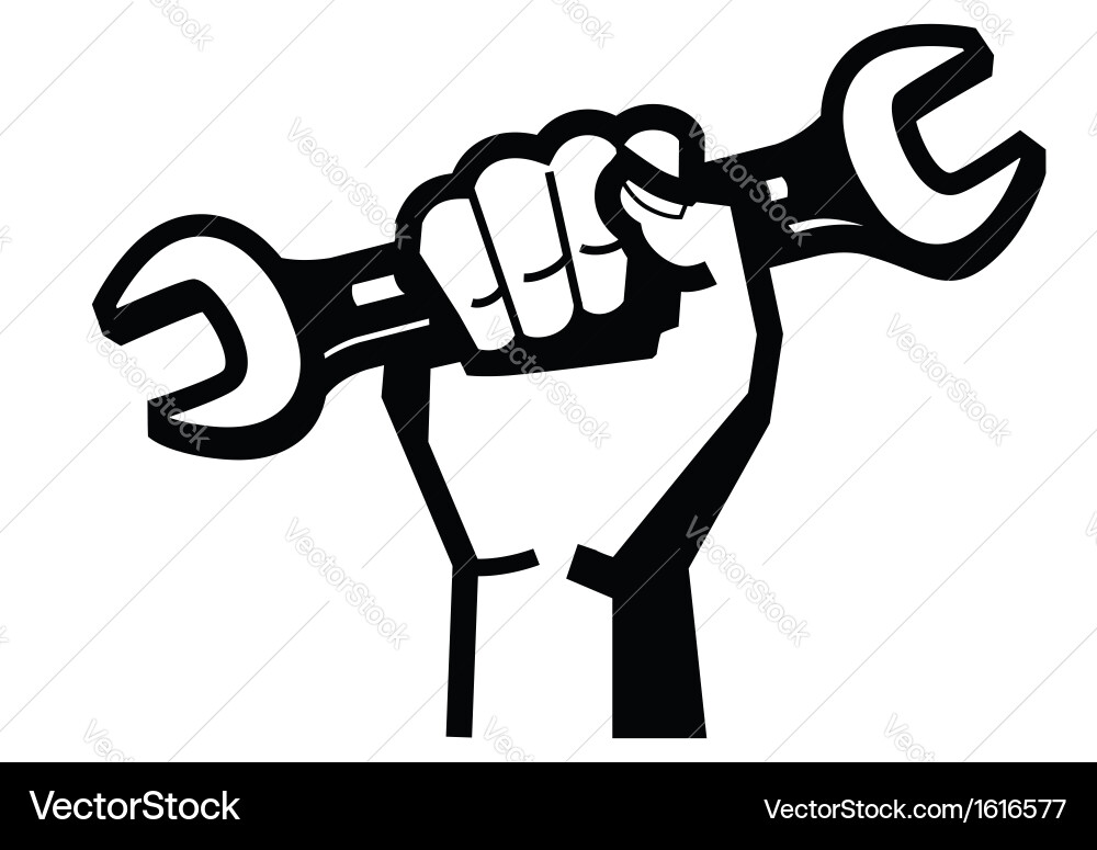 Hand and wrench Royalty Free Vector Image - VectorStock