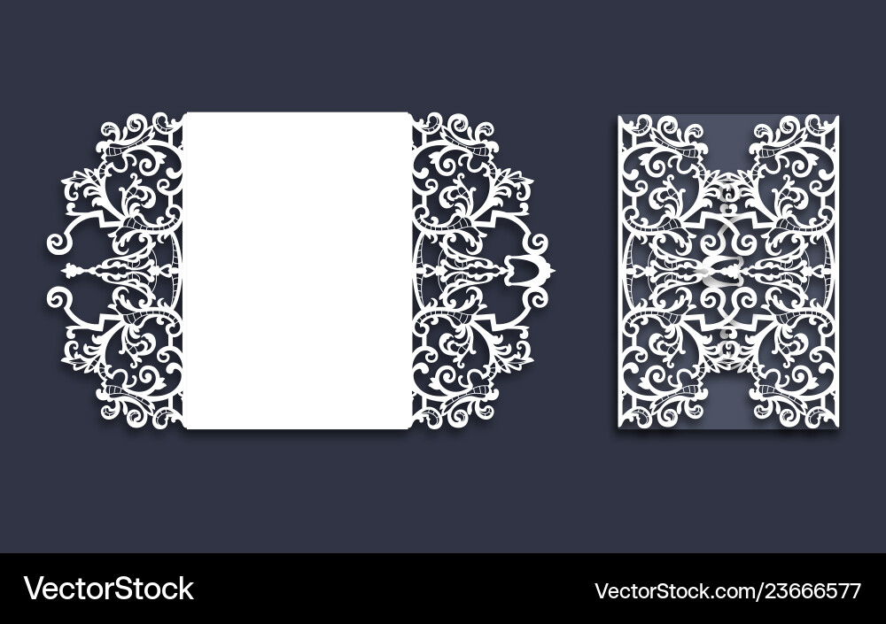 Laser cut wedding invitation template Royalty Free Vector