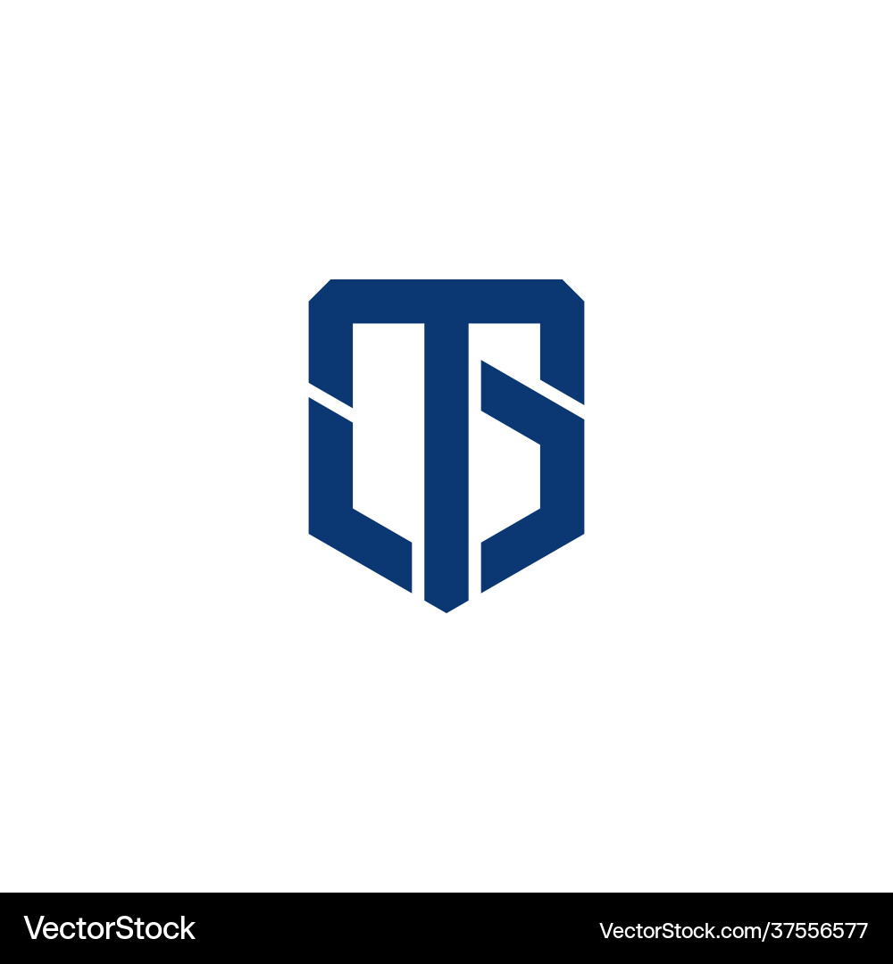 Letter tg emblem geometric shield line logo Vector Image