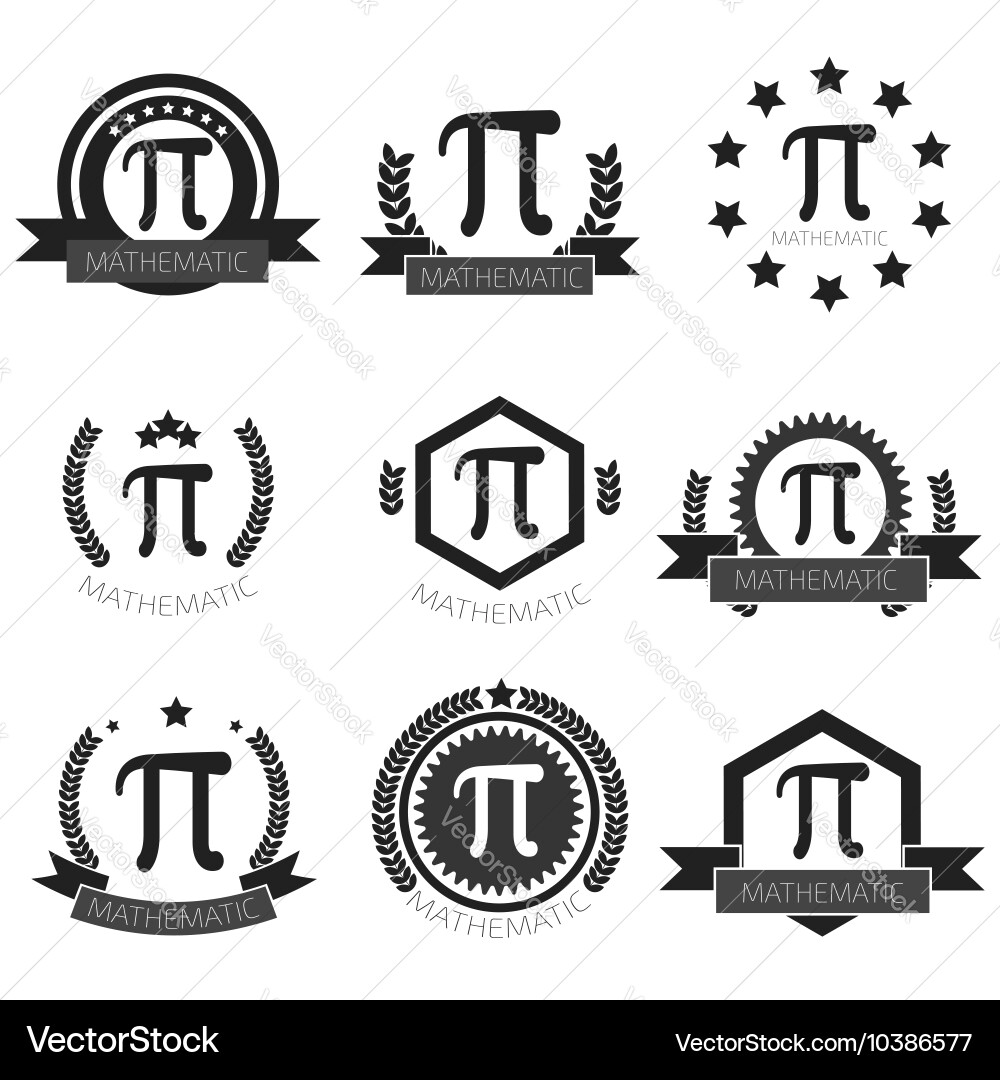 Mathematic pi logo set icons Royalty Free Vector Image