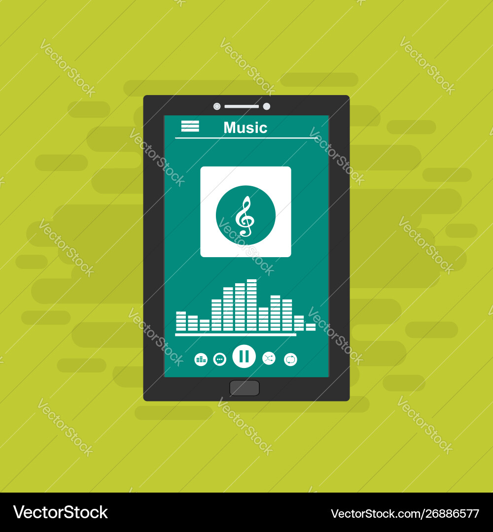 Media player application app template with flat Vector Image