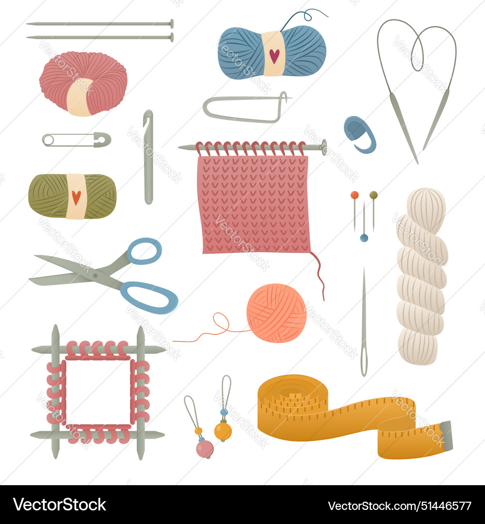 Needlework tools for sewing and knitting Vector Image