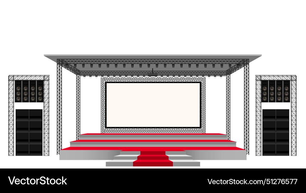 Red stage and white screen with spotlight on the t