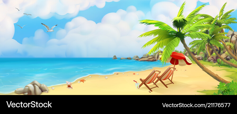 Sea panorama bay tropical beach background Vector Image