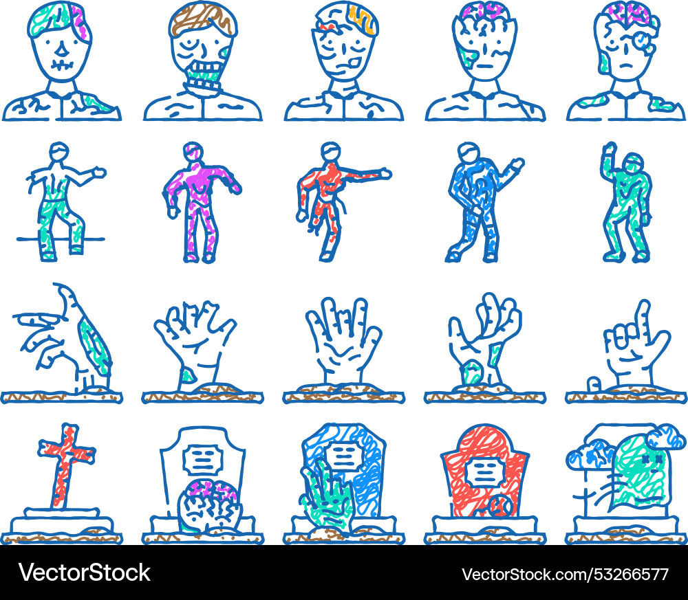Zombie horror dead monster icon hand drawn Vector Image