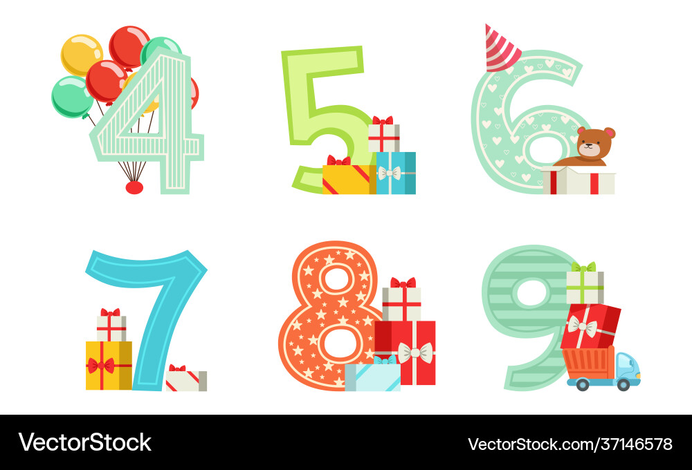 Anniversary numbers with gift boxes and inflatable