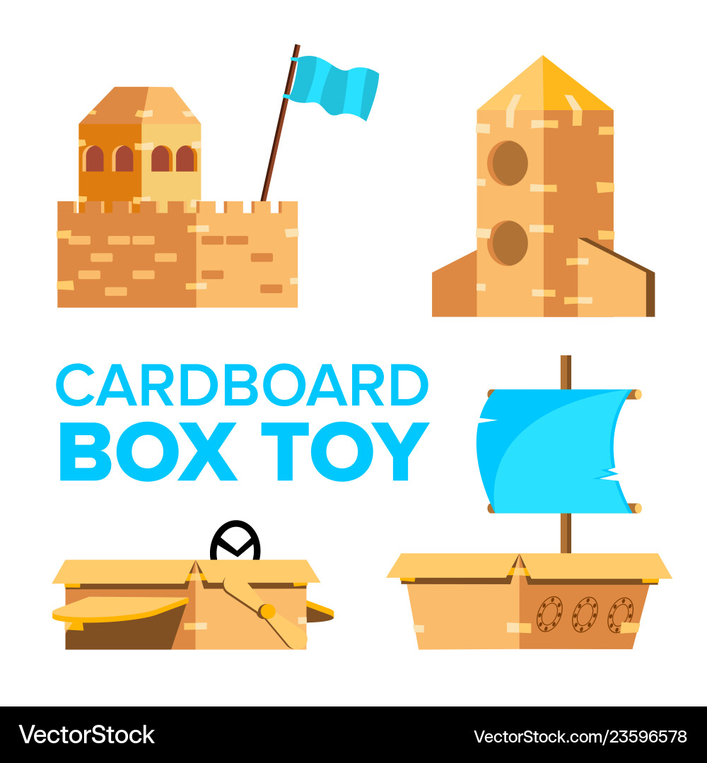Cardboard toy playground activity box Royalty Free Vector