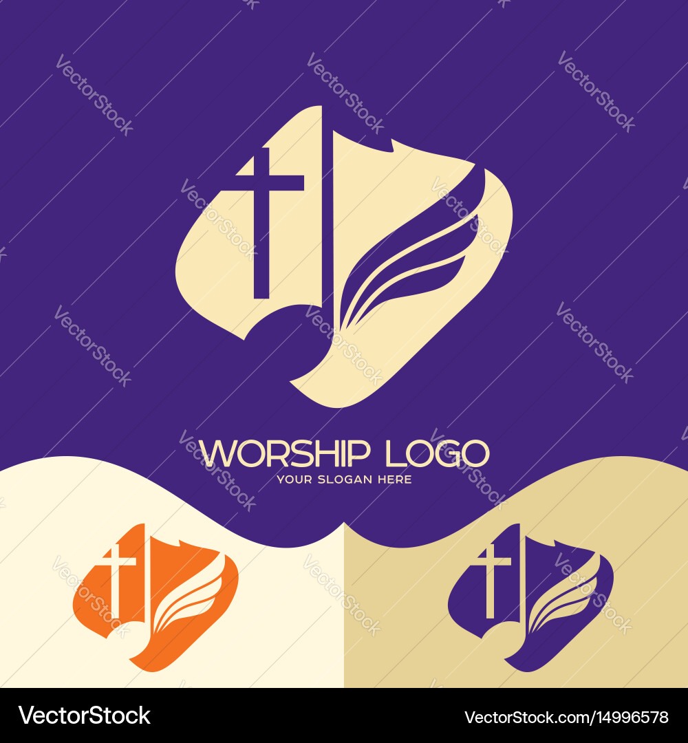 Cross of jesus musical note and wing Royalty Free Vector