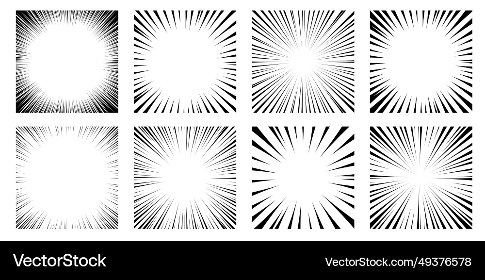 Radial speed lines background black and white Vector Image