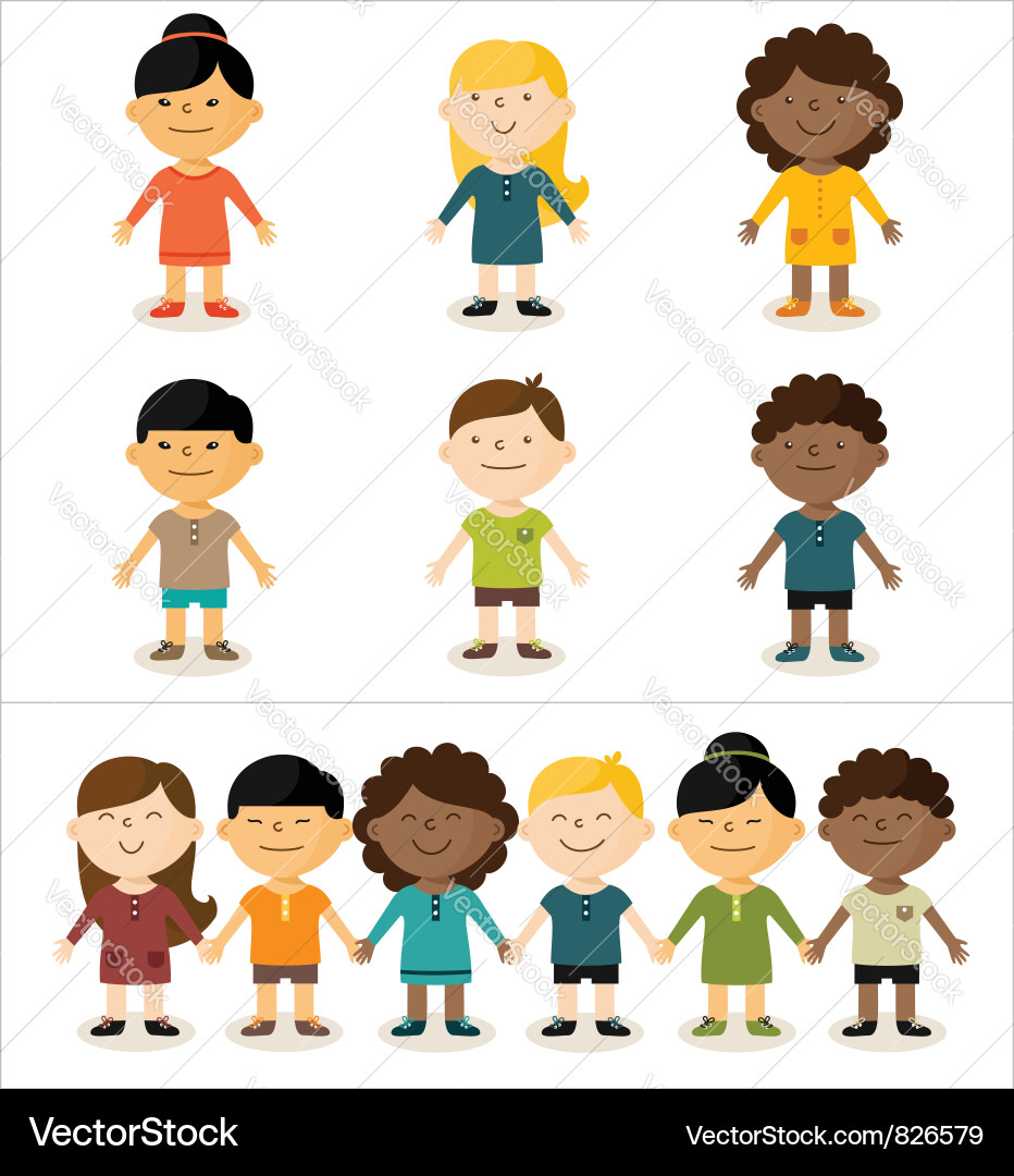 Cute smiling multicultural children Royalty Free Vector