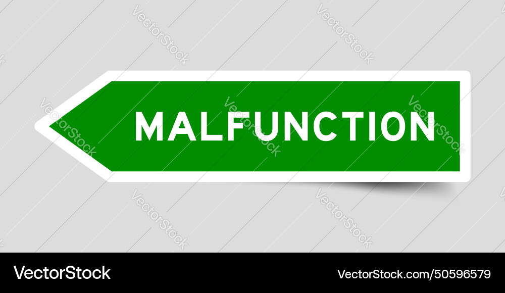 Green color arrow shape sticker label with word Vector Image