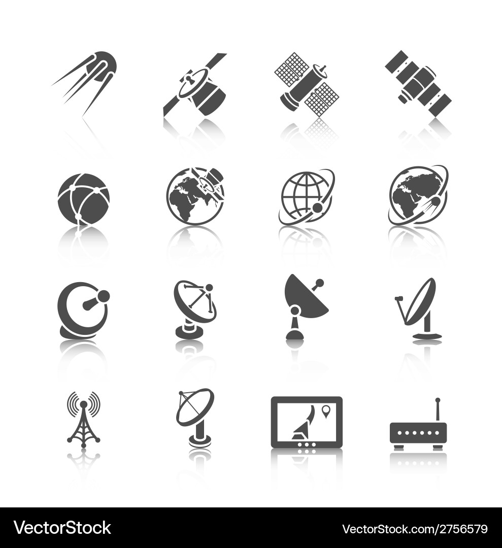 Satellite icons set Royalty Free Vector Image - VectorStock