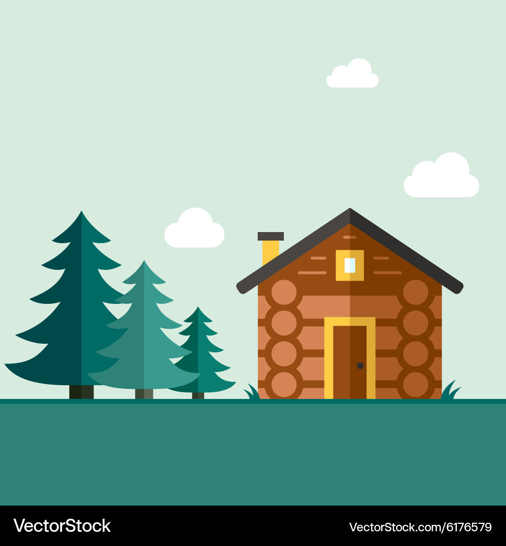 Wooden house building Royalty Free Vector Image