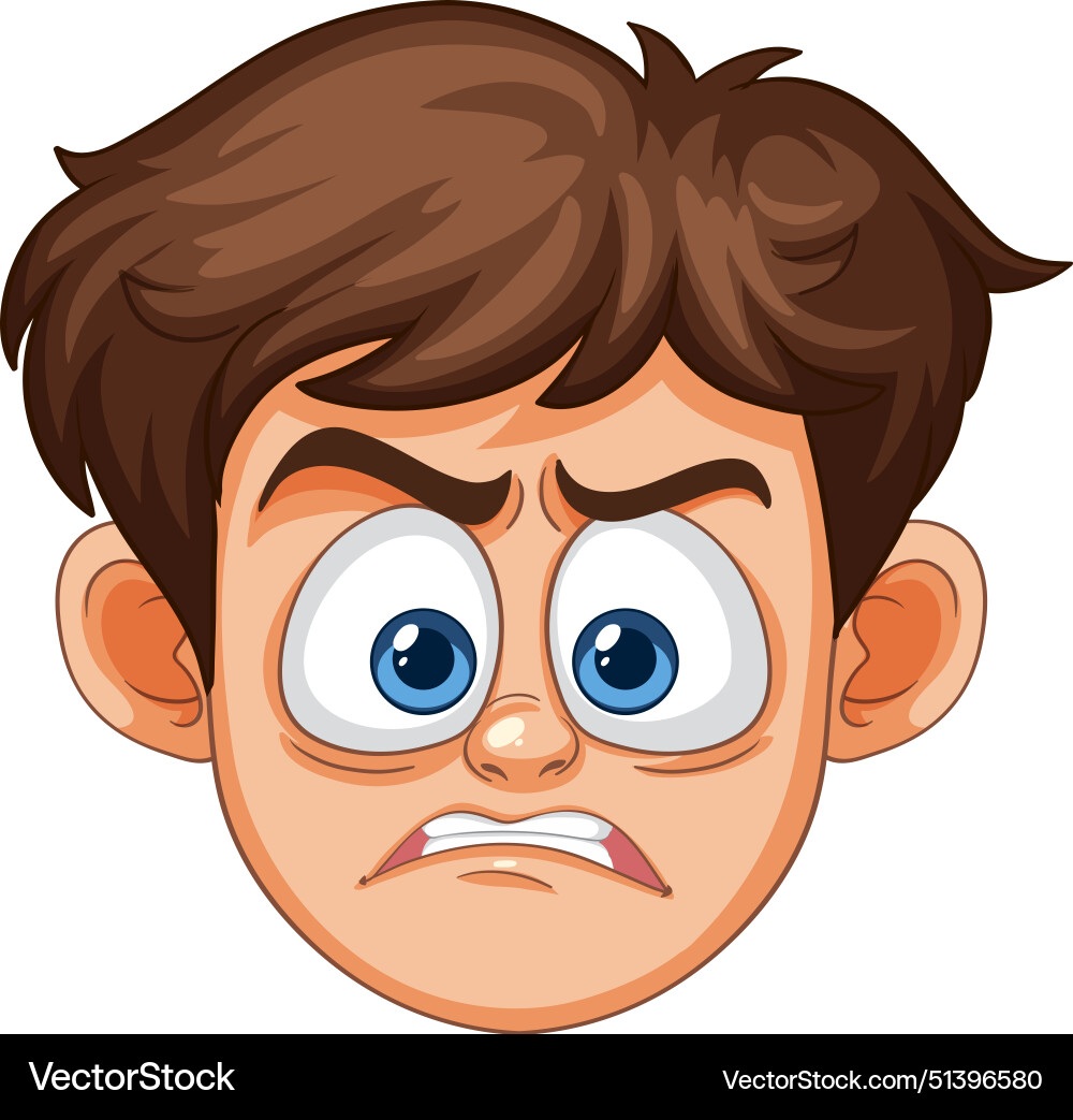 A cartoon boy showing an angry face Royalty Free Vector