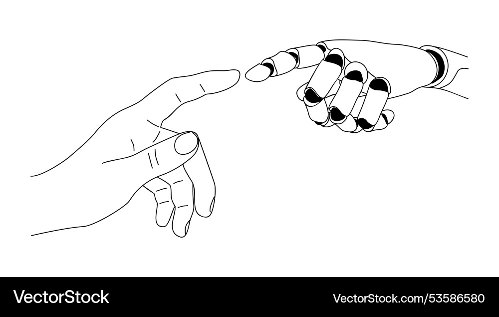 AI Robot Hand Connection Royalty Free Vector Image