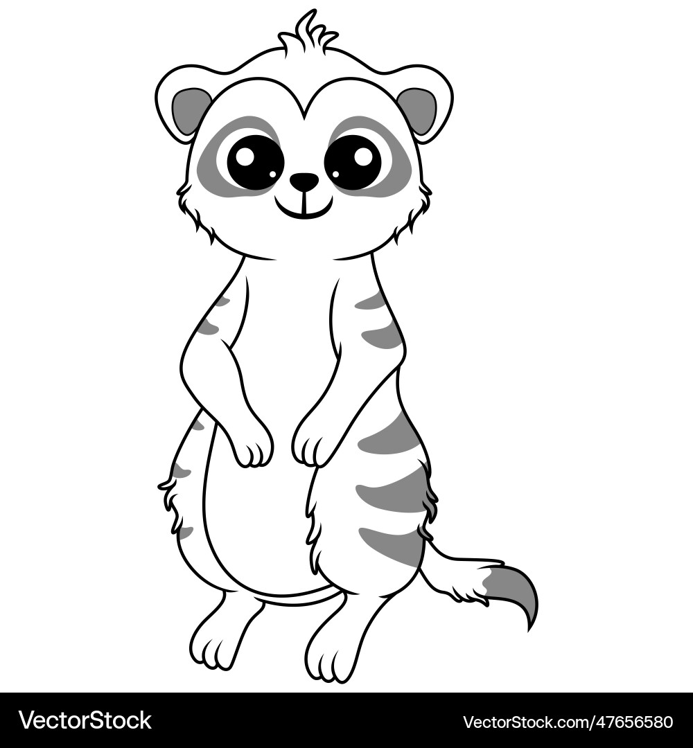 Cute meerkat cartoon line art Royalty Free Vector Image