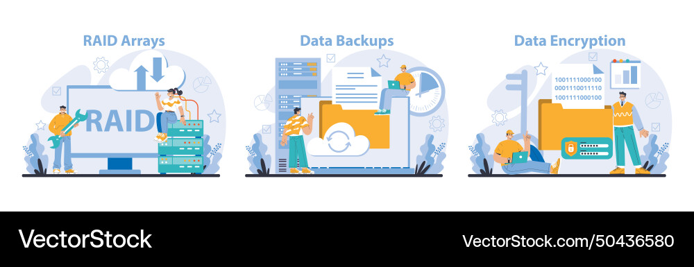 Data Storage Set Flat Royalty Free Vector Image