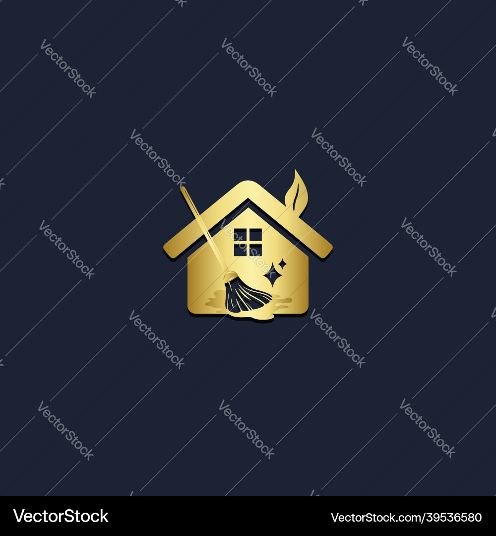 Home clean gold logo Royalty Free Vector Image