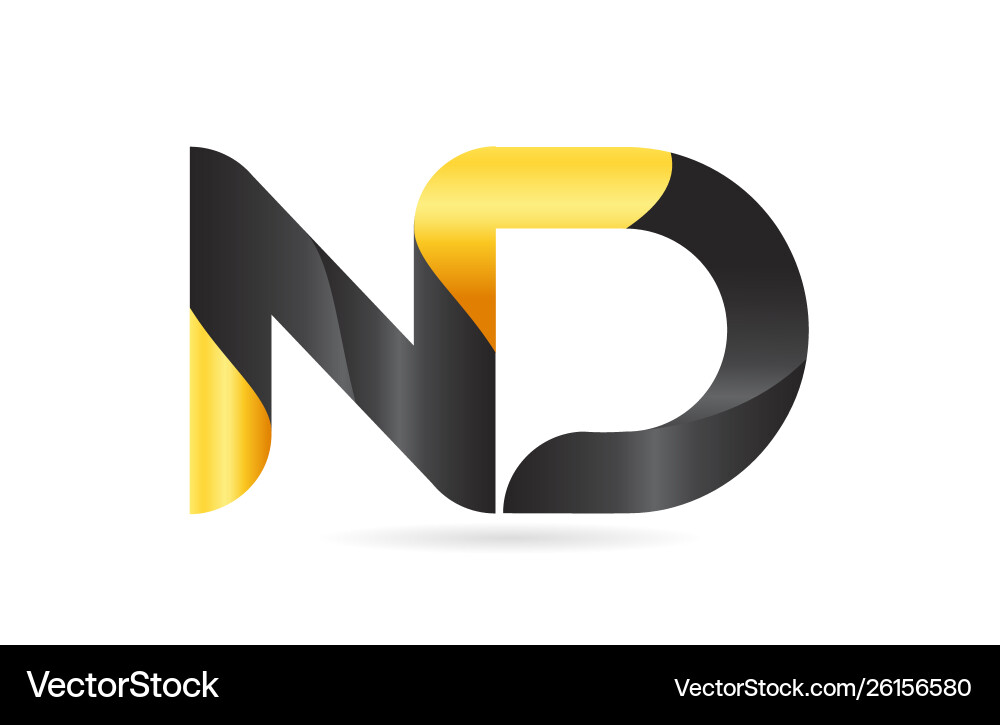 Joined or connected nd n d yellow black alphabet Vector Image
