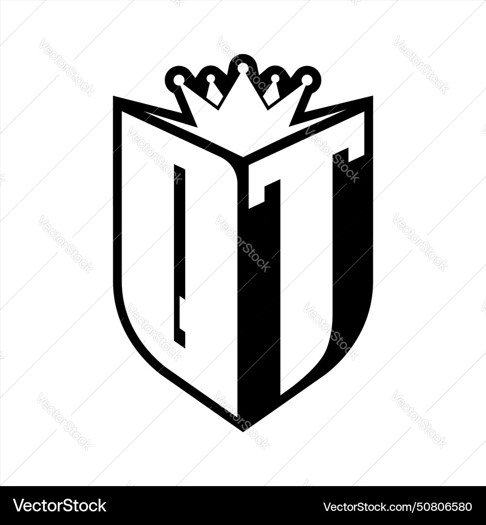 Qt letter bold monogram with shield shape Vector Image