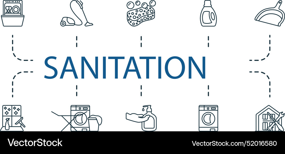 Sanitation outline icons set creative Royalty Free Vector
