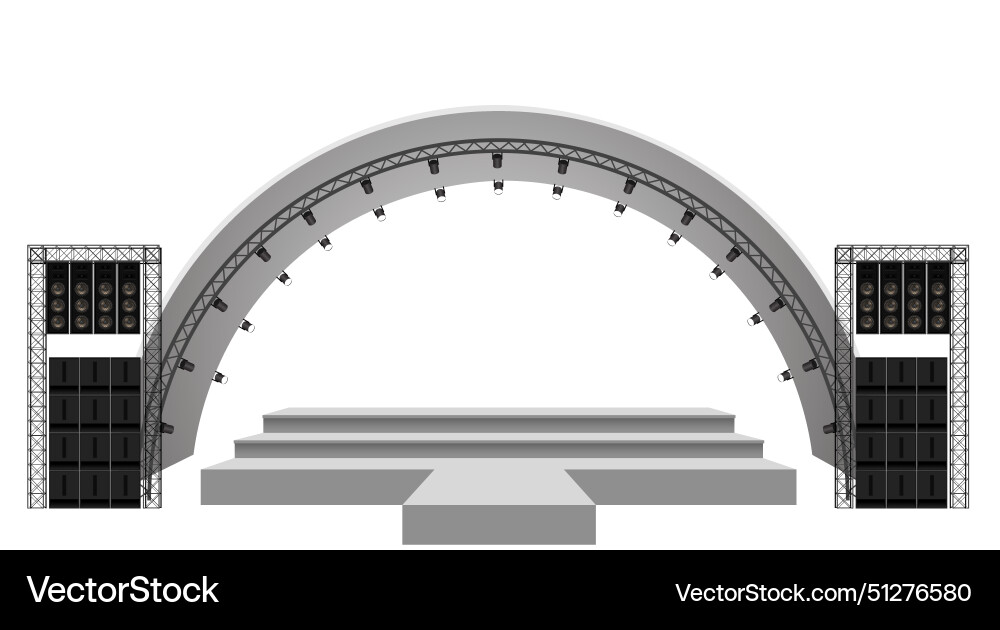 White stage and speaker with spotlight on the trus