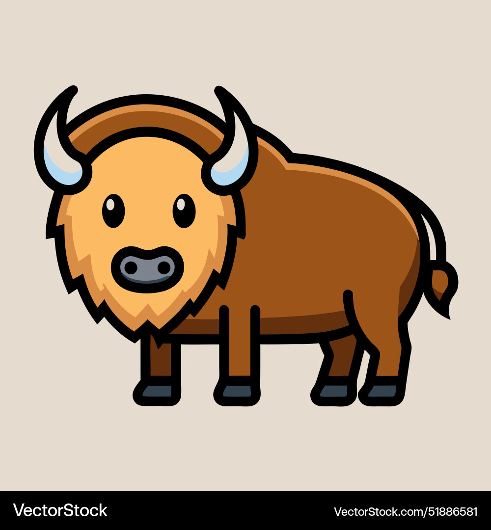 Cute bison cartoon icon Royalty Free Vector Image