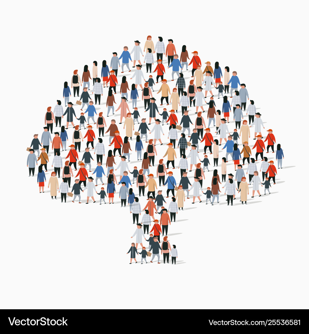 Large group people in form tree Royalty Free Vector Image