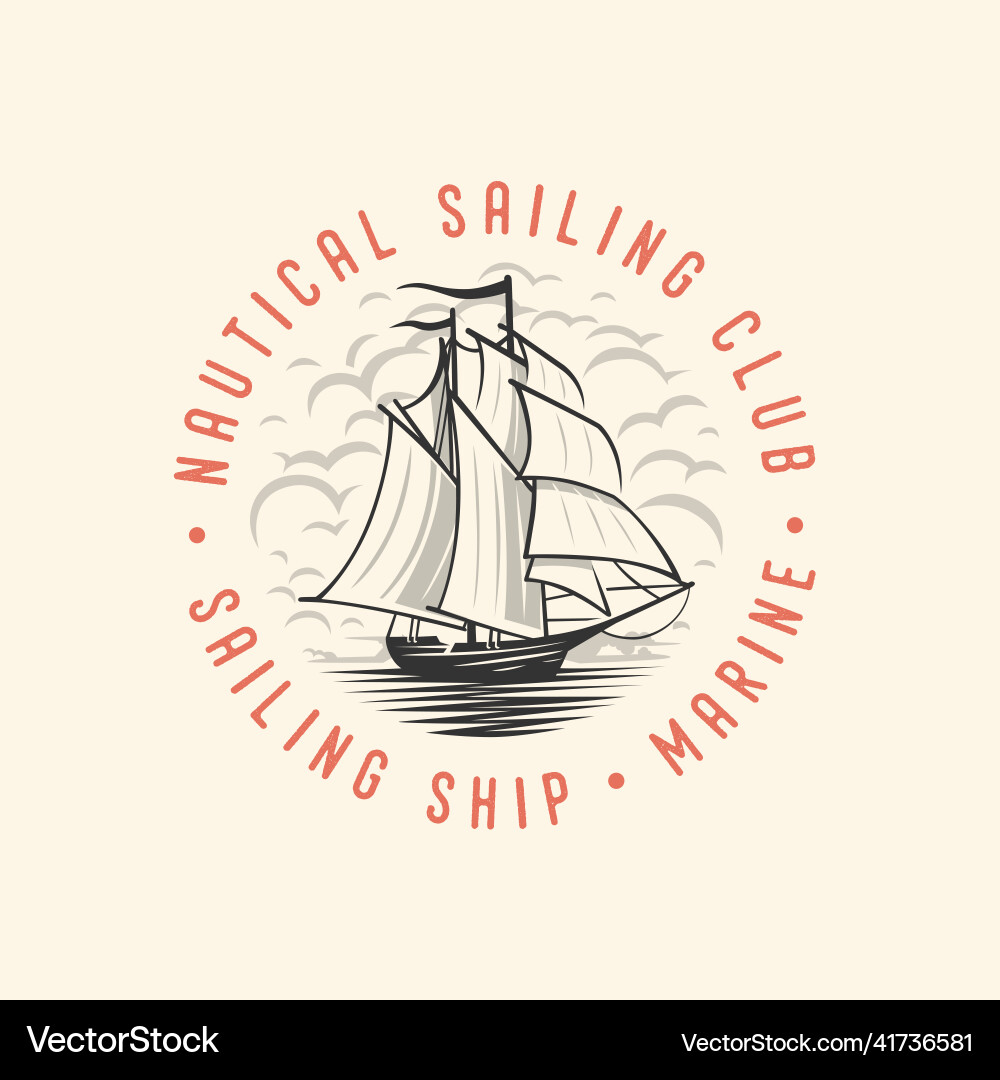 Marine logo nautical sailing club Royalty Free Vector Image