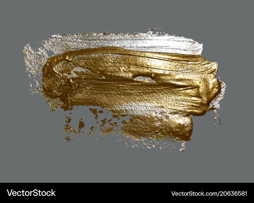Realistic hand drawing golden brush stroke paint Vector Image