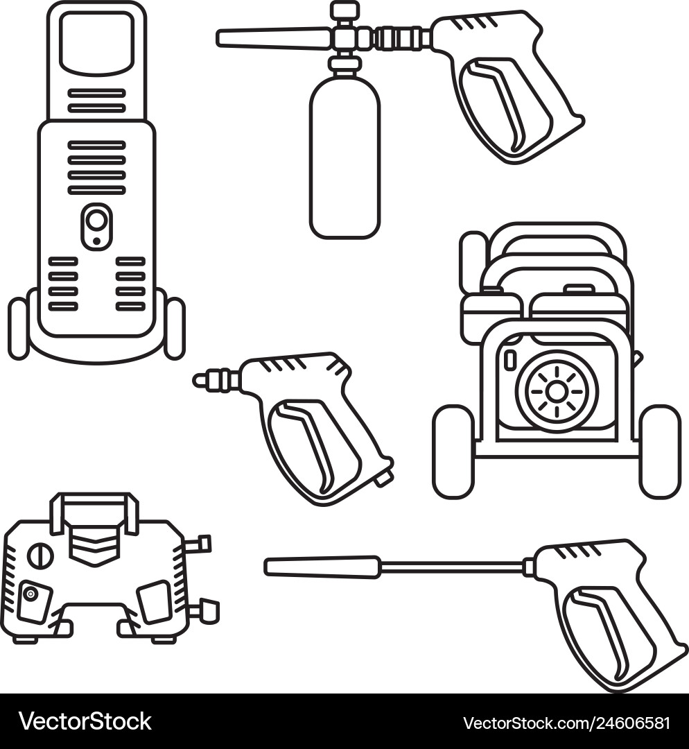 Set pressure washer machine electric Royalty Free Vector