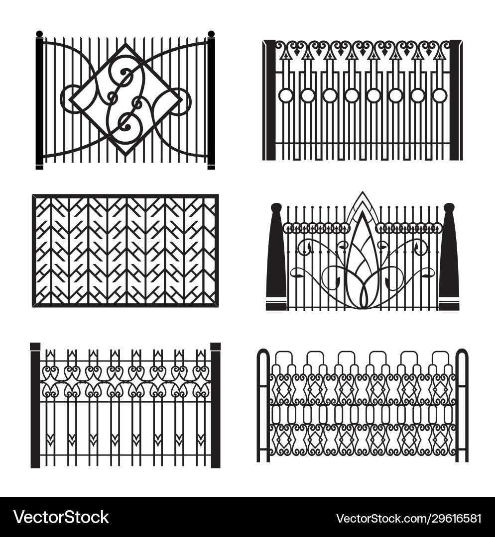 Set wrought-iron fencing Royalty Free Vector Image