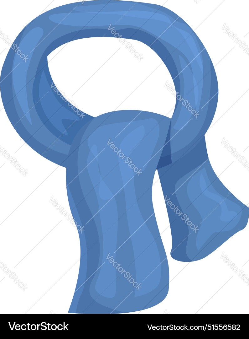 Blue winter scarf folded and hanging on white Vector Image