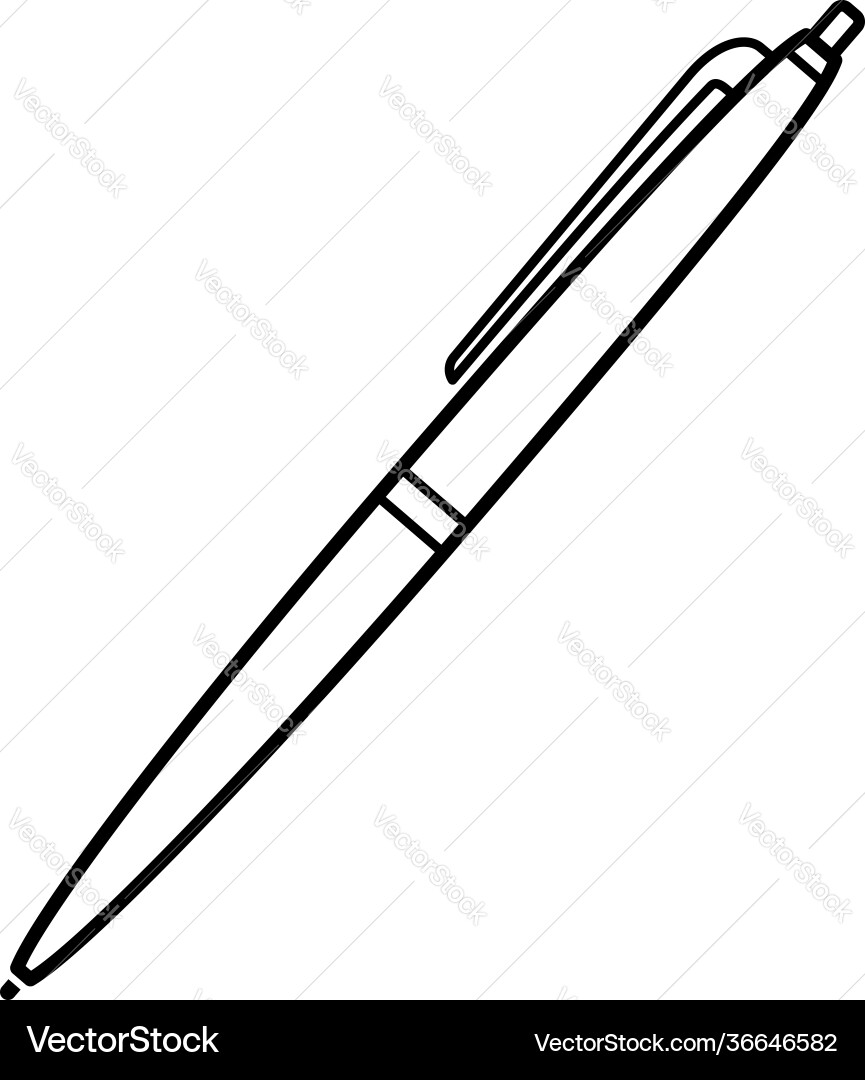 Fine writing pen outline Royalty Free Vector Image