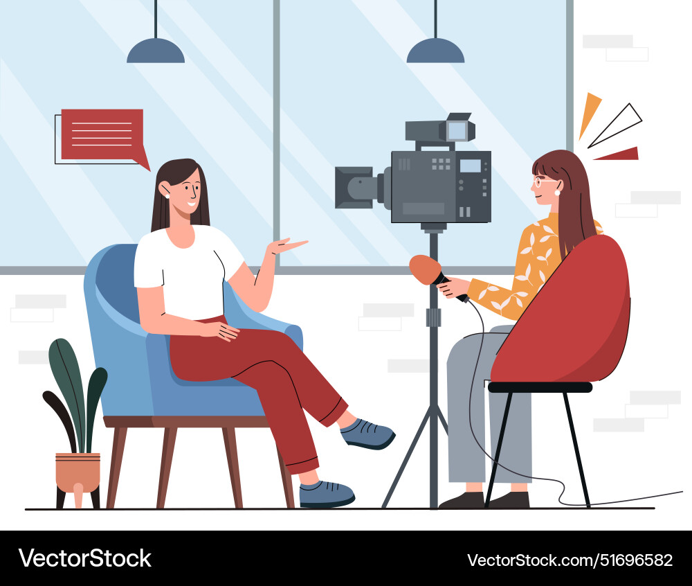 Journalist at interview Royalty Free Vector Image