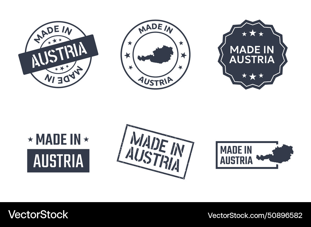 Made in austria labels set republic Royalty Free Vector